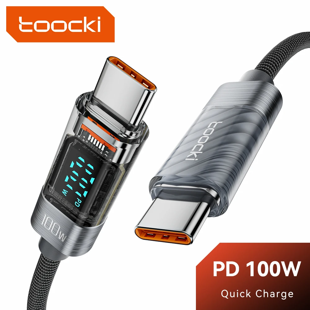 Toocki-100W-USB-C-To-Type-C-Cable-Transparent-PD-Fast-Charge-USB-C-to ...