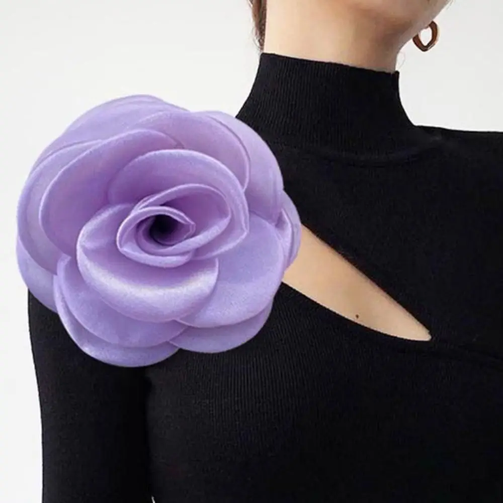 New Fashion Large Flower Brooch 3D Flower Hair Pin Fabric Rose Flower ...