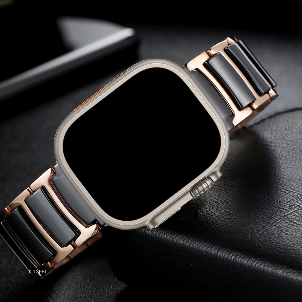 Stainless Steel Ceramic Strap for Apple Watch 49mm Band 8 7 45mm 41mm ...