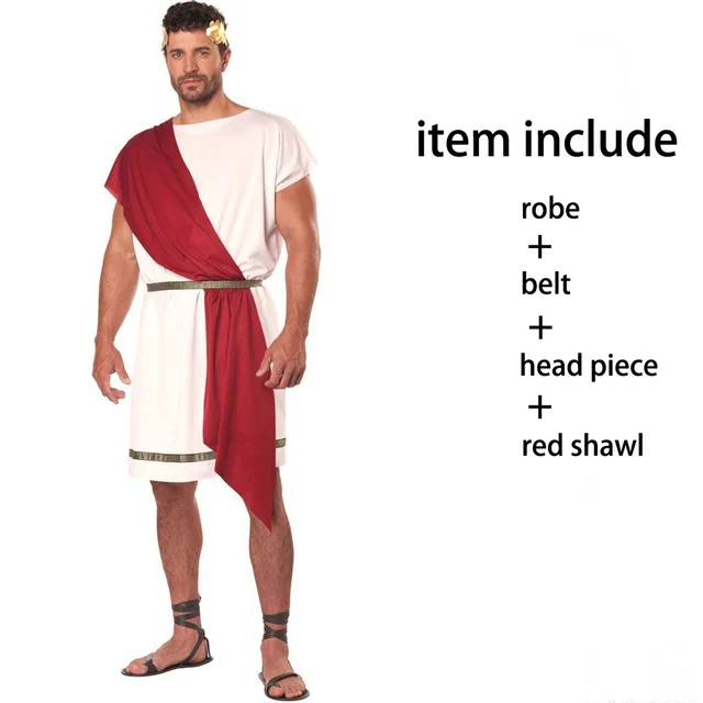 Ancient Greek Mythology Man Toga Halloween God Robe Cosplay Fancy Dress ...
