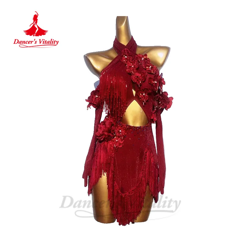 Vestido-de-baile-latino-para-mujer-traje-de-LICRA-de-manga-larga-Rumba ...