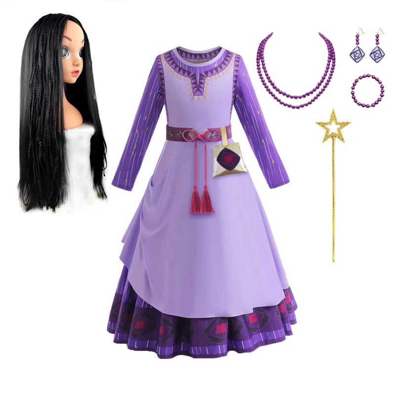 Vestido de disfraz de princesa Asha para niños y niñas, fiesta de cumpleaños, Carnaval, Cosplay ...