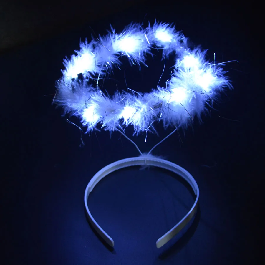 Women Girl Blinking Light up Angel Halo Ring LED Headband Glow Party ...
