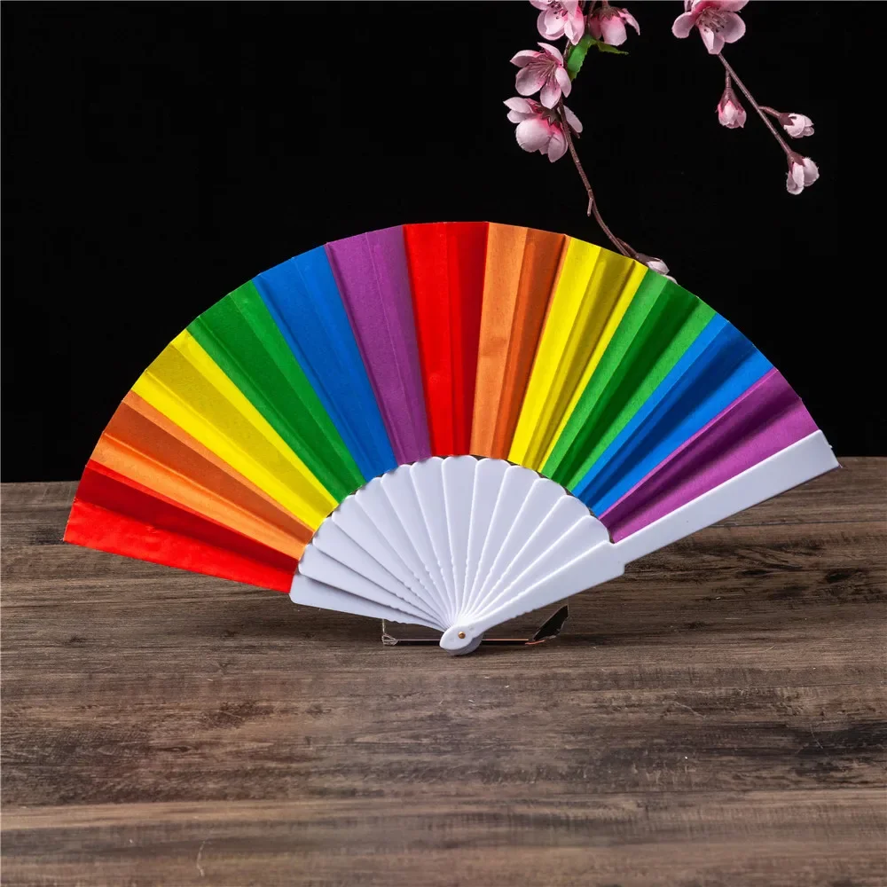 Chinese-Rainbow-Handheld-Folding-Fan-Foldable-Hand-Fan-Portable-for ...