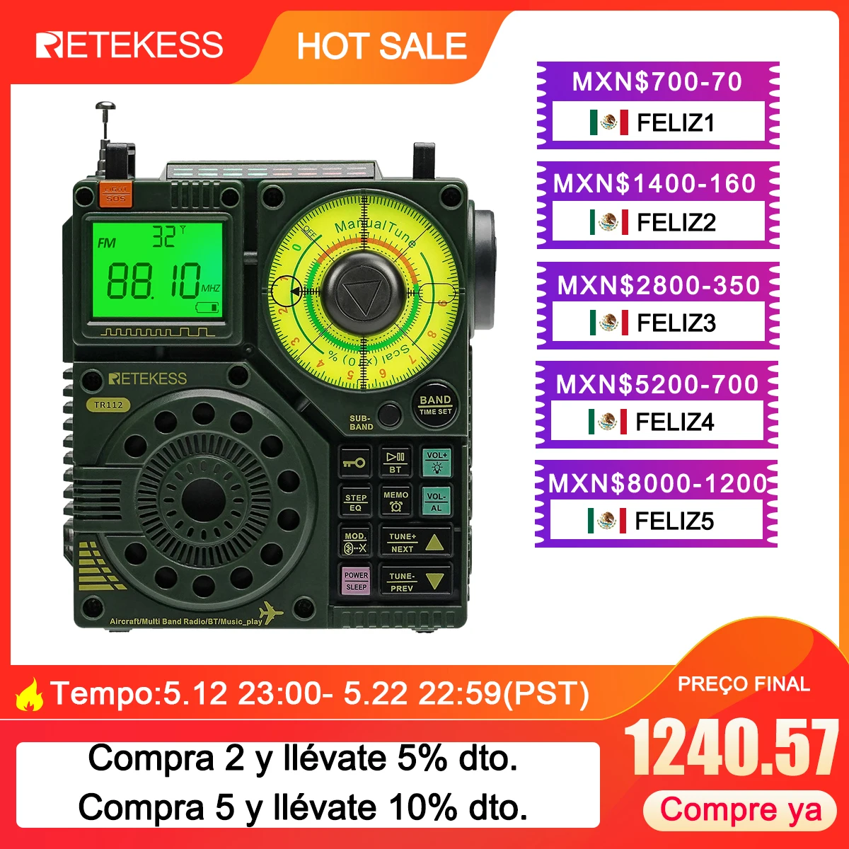Retekess-TR112-Radios-Portable-AM-FM-Radio-Receiver-Ham-Radio-Emergency ...