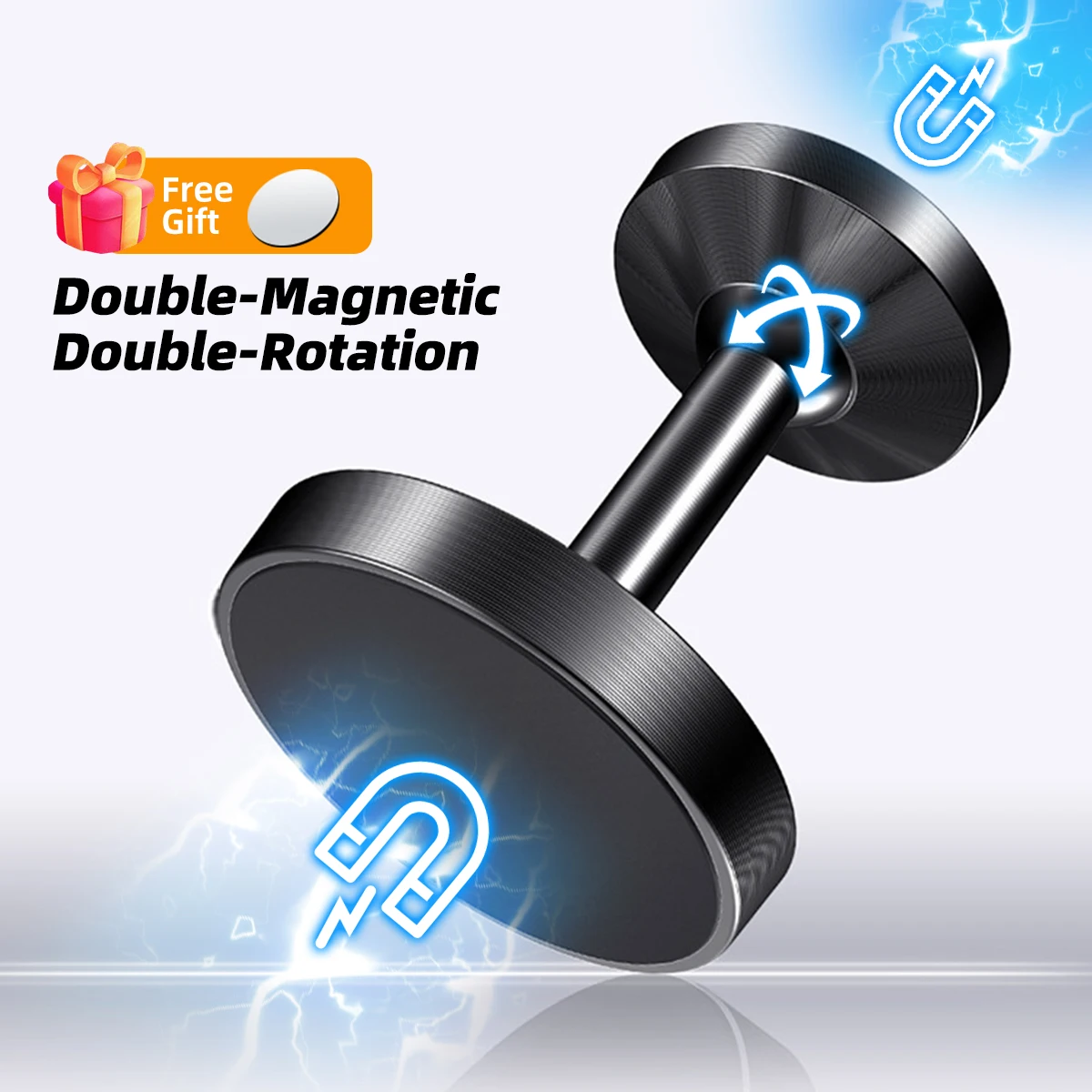 Dual Magnetic Gym Phone Holder 360 Degree Rotation Universal Double ...