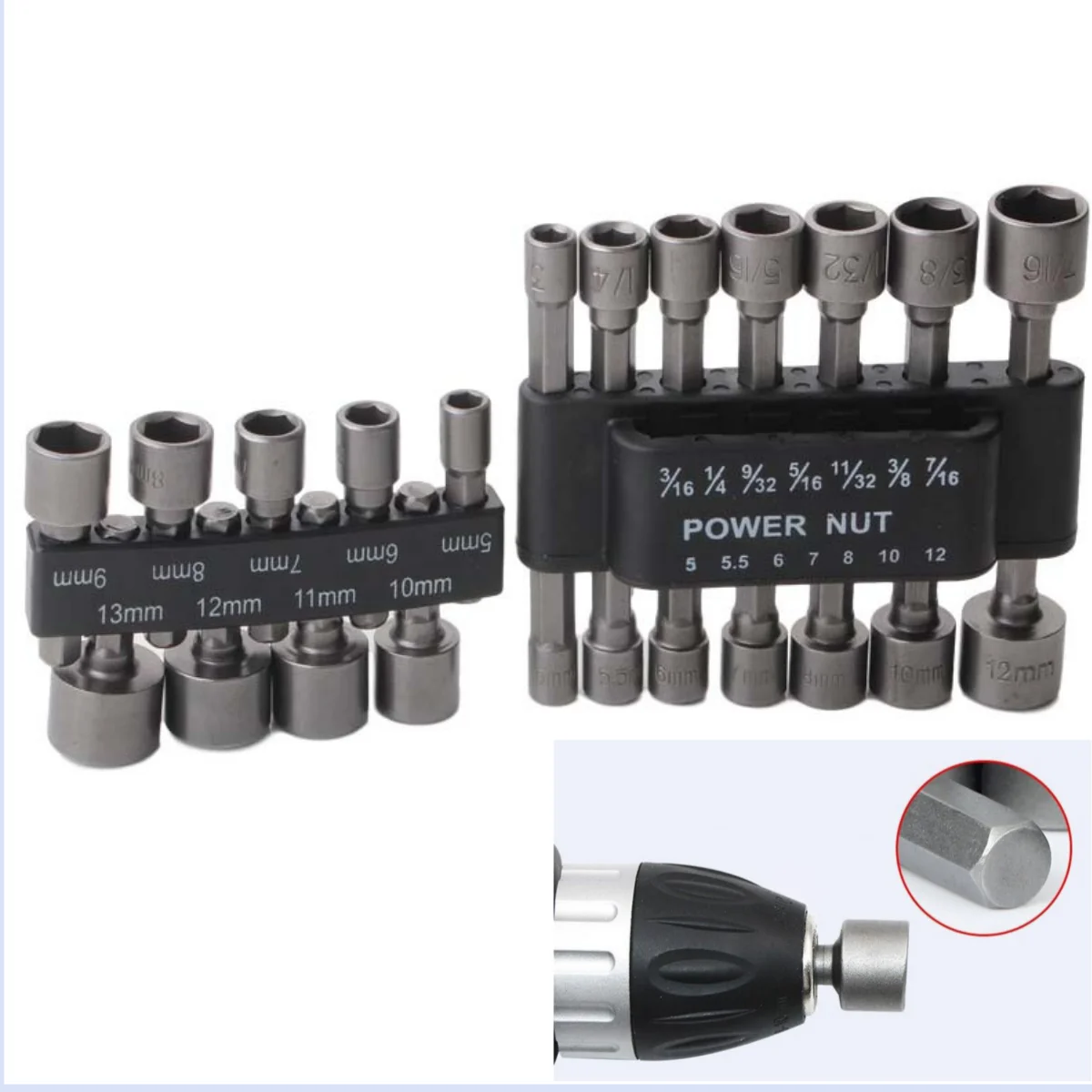 14pcs /9pcs Power Nut Driver Drill Bit Set Hexagonal Shank Hex Nut ...