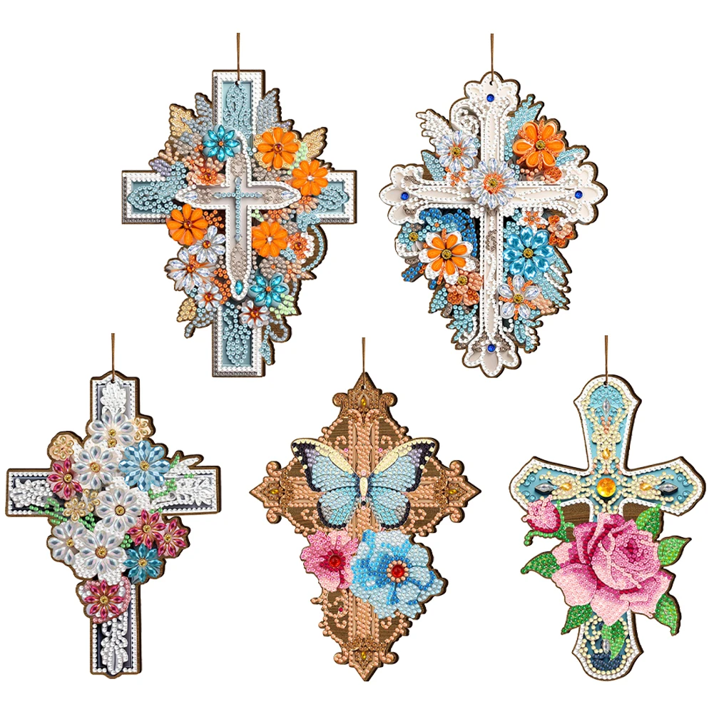 Wooden-Diamond-Art-Hanging-Pendant-Crystal-Hanging-Home-Wall-Decor-5D ...