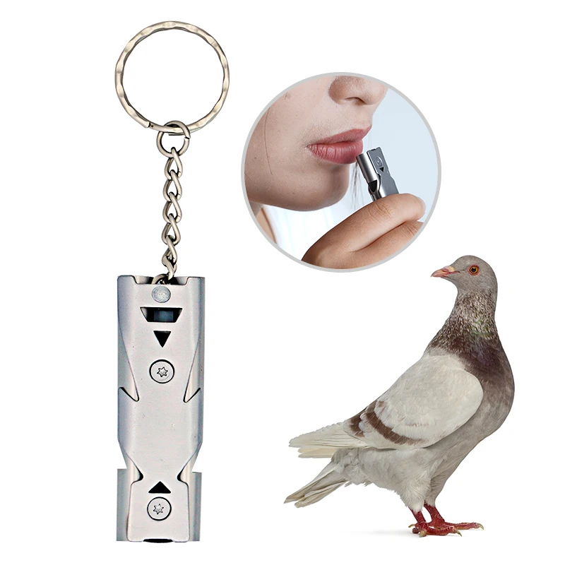 Pet Stainless Steel Bird Ultrasonic Training Whistle Outdoor Training ...