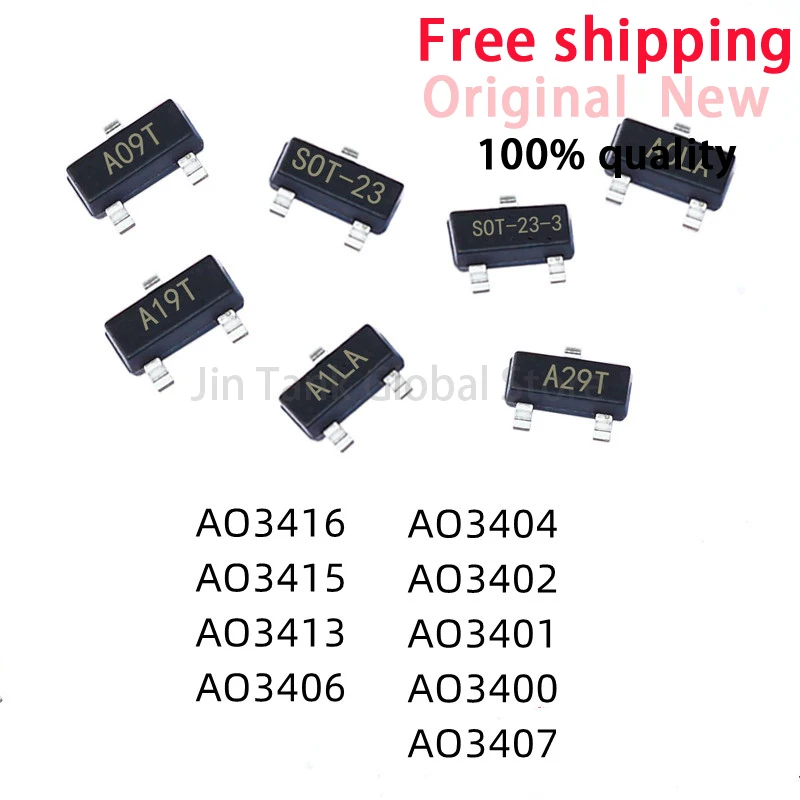 100PCS-AO3400-AO3401-AO3402-AO3404-AO3406-AO3407-AO3415-AO3416-AO3404 ...