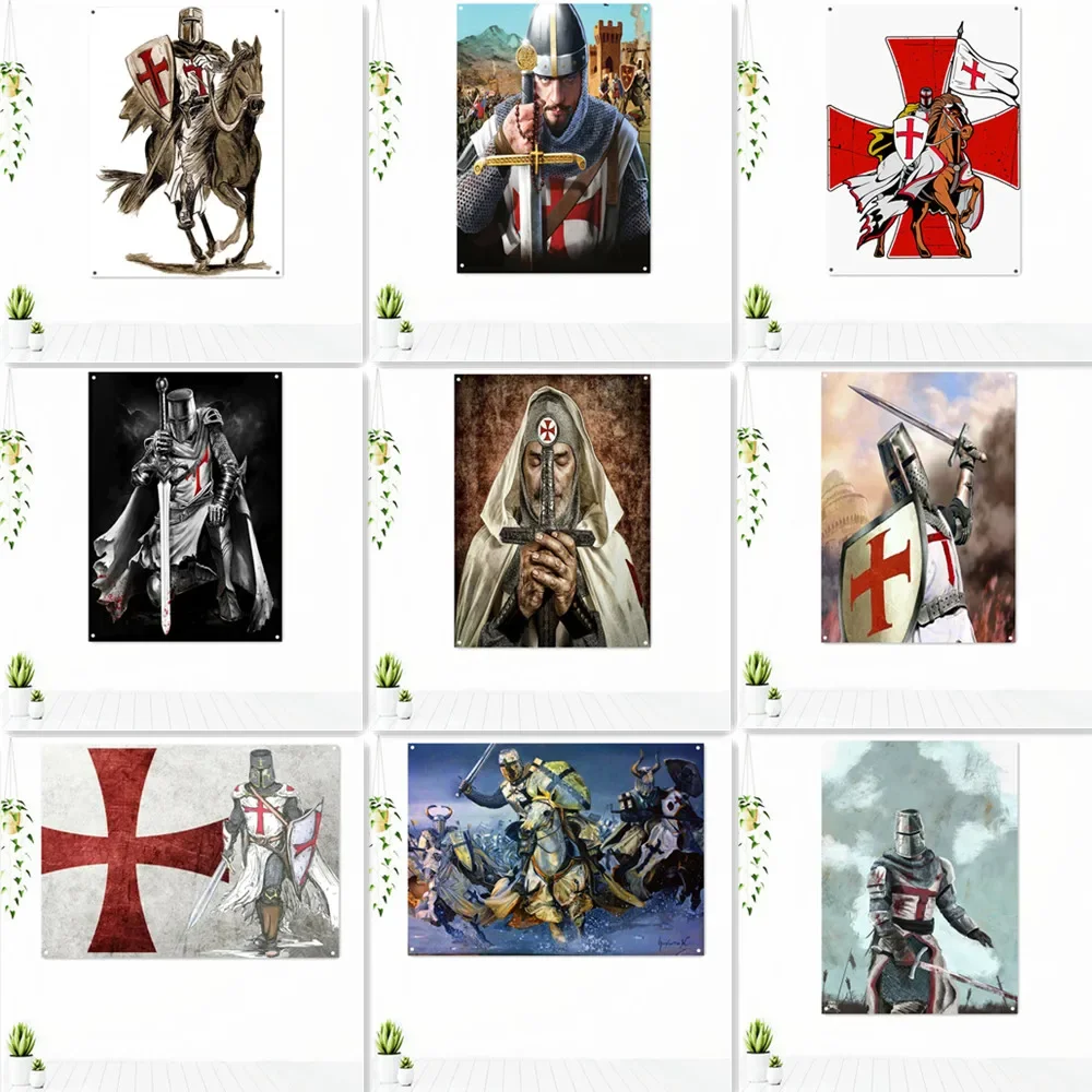 Vintage-Knights-Templar-Art-Posters-Tapestry-Armor-Warrior-Crusader ...
