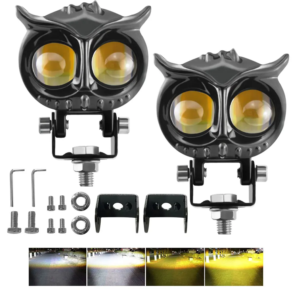LED-Motorcycle-Driving-Fog-Light-Headlight-Owl-Design-Amber-and-White ...