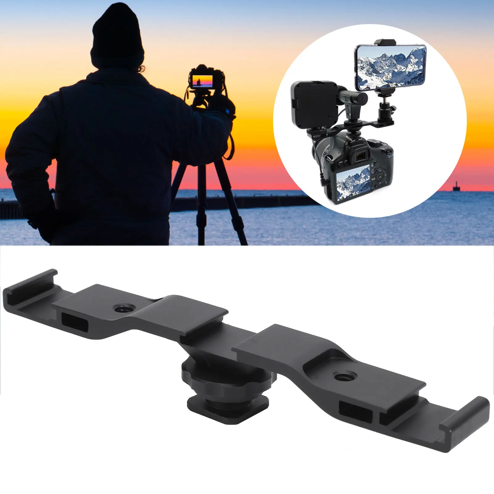 Aluminum Alloy Cold Shoe Extension Mount Bracket for Camera/Fill Light ...