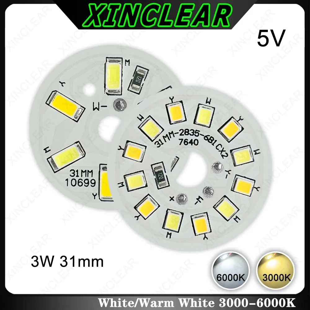 High-Bright-LED-Light-Board-3W-Warm-White-5V-Two-Color-31mm-SMD-COB ...