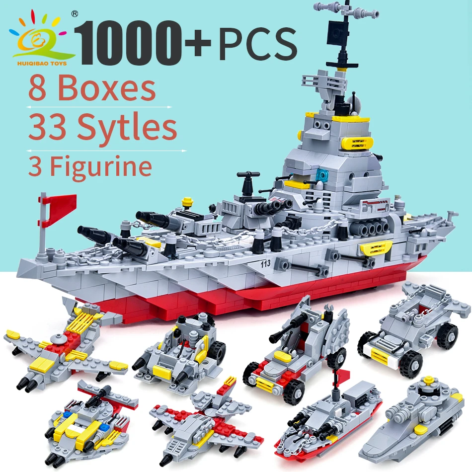 Huiqibao Military Warships Cruiser Ship Building Blocks Set For Boys ...