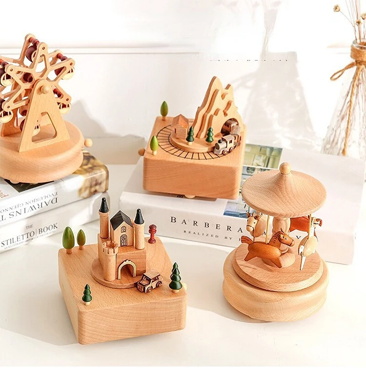 1pcs-Wooden-Music-Box-Home-Creative-Solid-Wood-Carousel-Ferris-Wheel ...