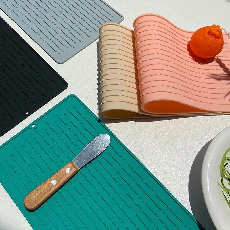 Kitchen-Silicone-Dish-Drying-Mat-Drainer-Mat-Heat-Resistant-Coaster ...