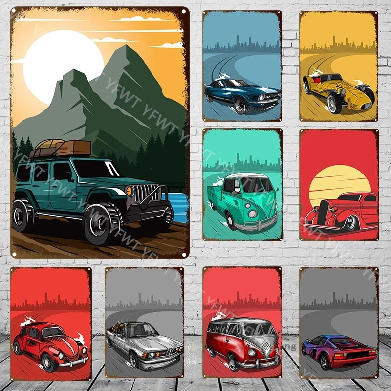 Retro-Racing-Sports-Car-Metal-Sign-Retro-Wall-Sign-Plate-Metal-Sign ...