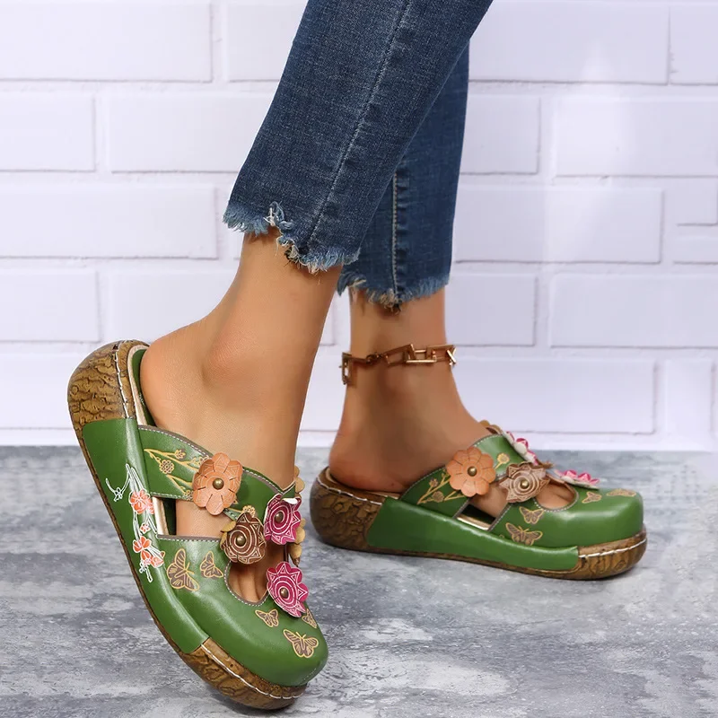 Plus Size 35-43 Shoes for Women Summer Comfortable Roman Flower ...