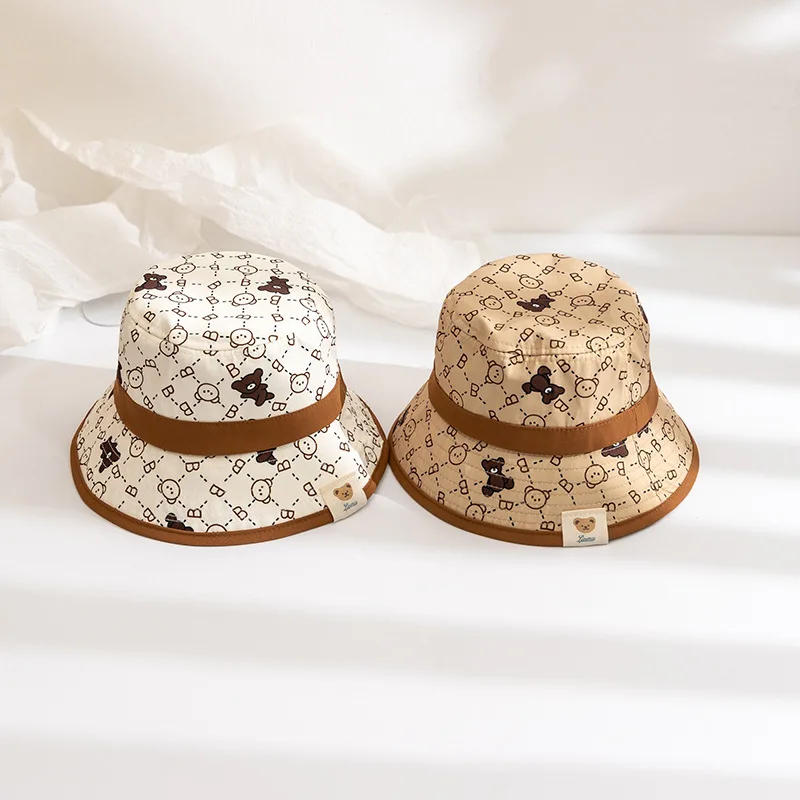 Children-s-Hat-Spring-Summer-2023-New-Bear-Print-Baby-Basin-Caps-Travel ...