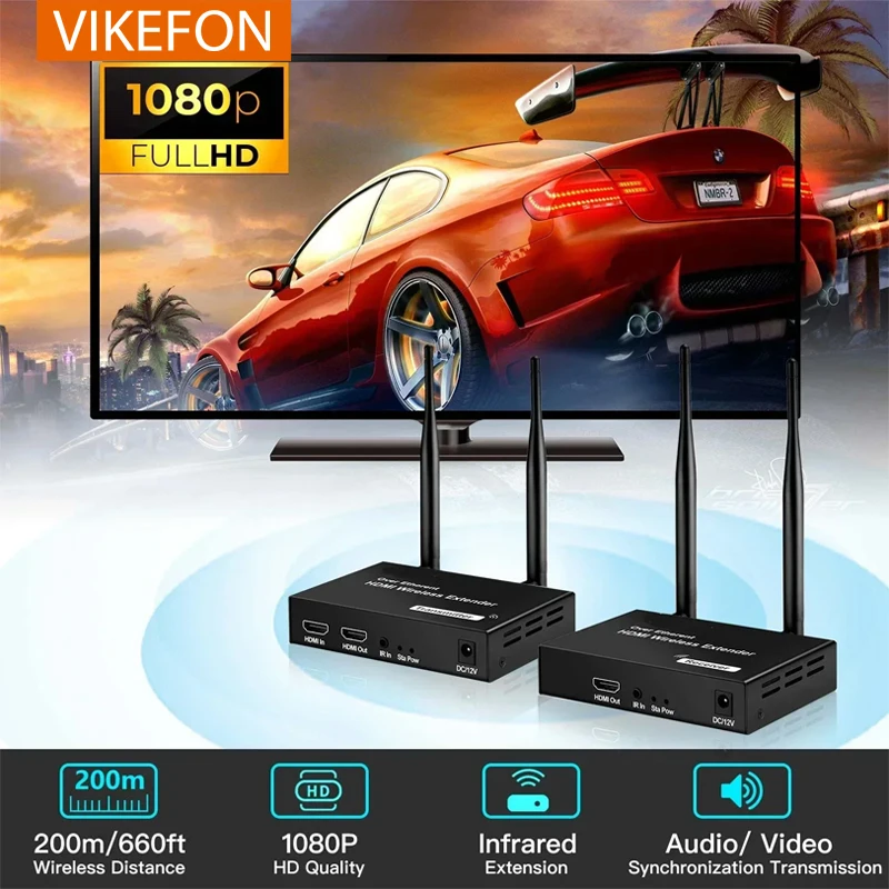 VIKEFON-1080P-200M-5-8GHz-Wireless-HDMI-Transmitter-Receiver-Extender ...