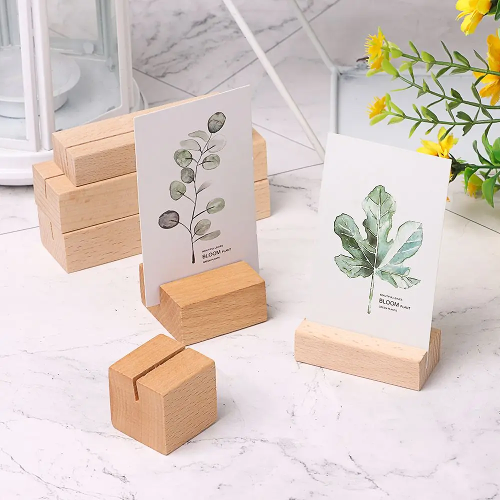 1Pcs-Beech-Photo-Stand-Business-Card-Holder-Rectangle-Wooden-Card-Clip ...