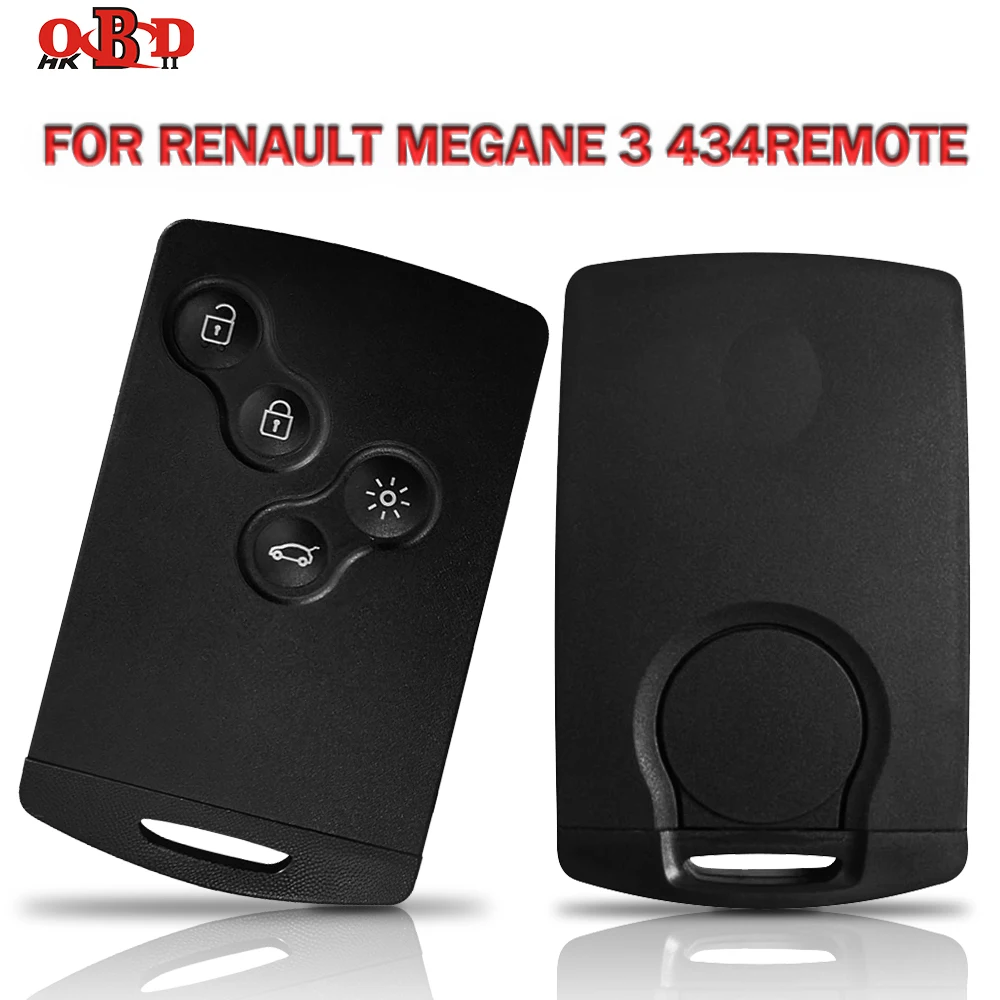 Hkobdii 4 Button Remote Card Smart Car Key For Renault Megane 3 Koleo ...