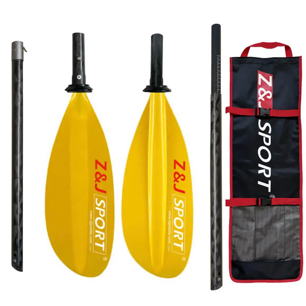 ZJ SPORT 4 Piece Sea Kayak Paddle SKD-II Fiberglass Blade and Carbon ...
