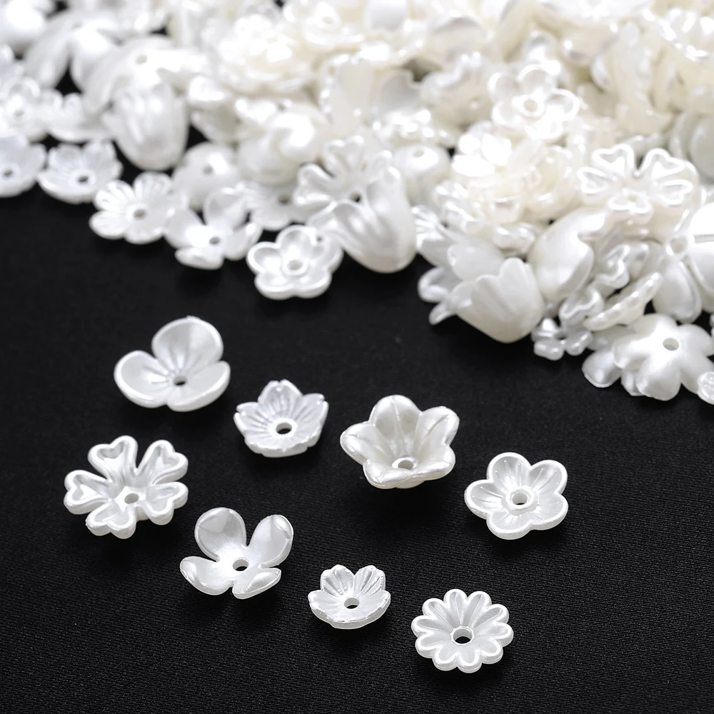 iYOE-100pcs-28-Style-Flower-Spacer-Beads-Imitation-Pearl-White-Acrylic ...