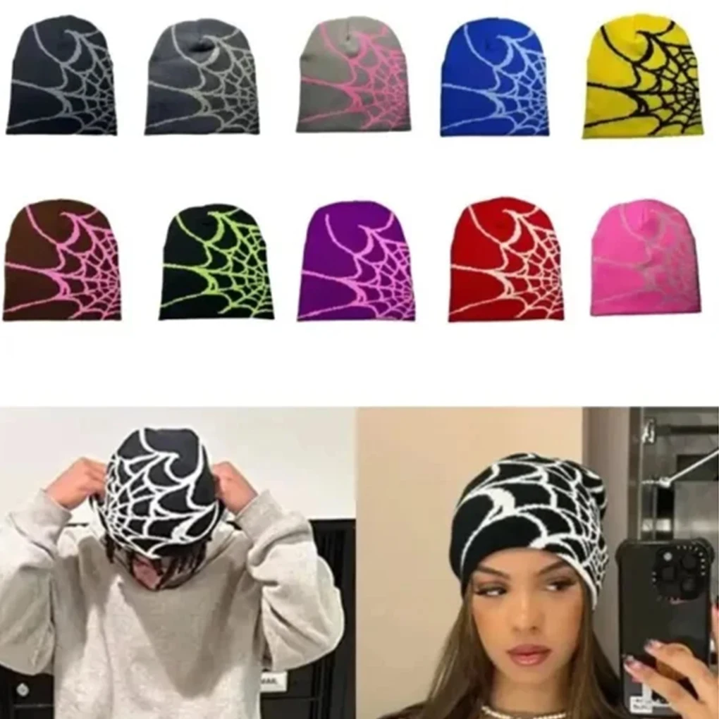 Y2K-Beanie-Spider-Web-Hat-Y2K-Knit-Beanie-Hat-Skullies-Beanie-Spider ...