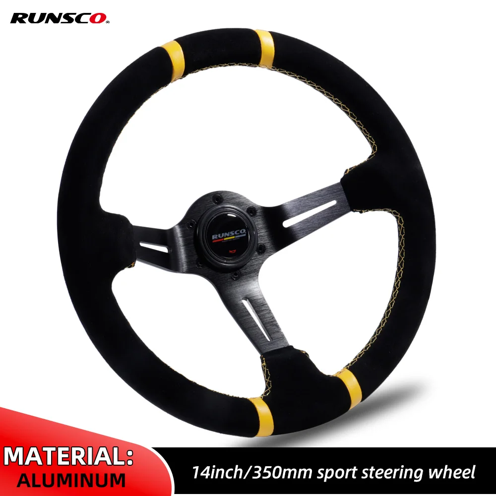 350mm-14-Inch-Racing-Steering-Wheel-Suede-Drift-Sim-Game-Car-Steering ...
