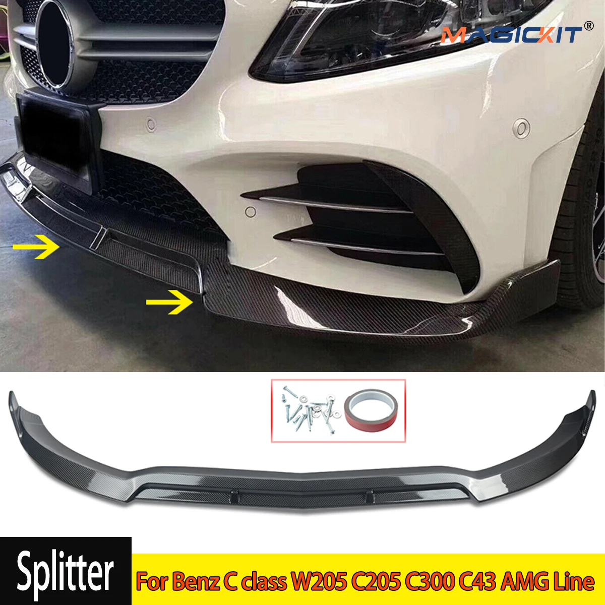 Fit for 2014-2018 Benz C class W205 C205 C300 C43 AMG Line f1 Style Car ...