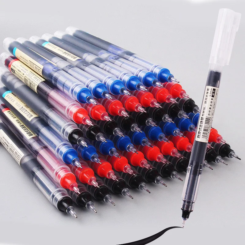 Straight Liquid Ball Pen 0.5MM Black Water Pen Office Signature Pen ...