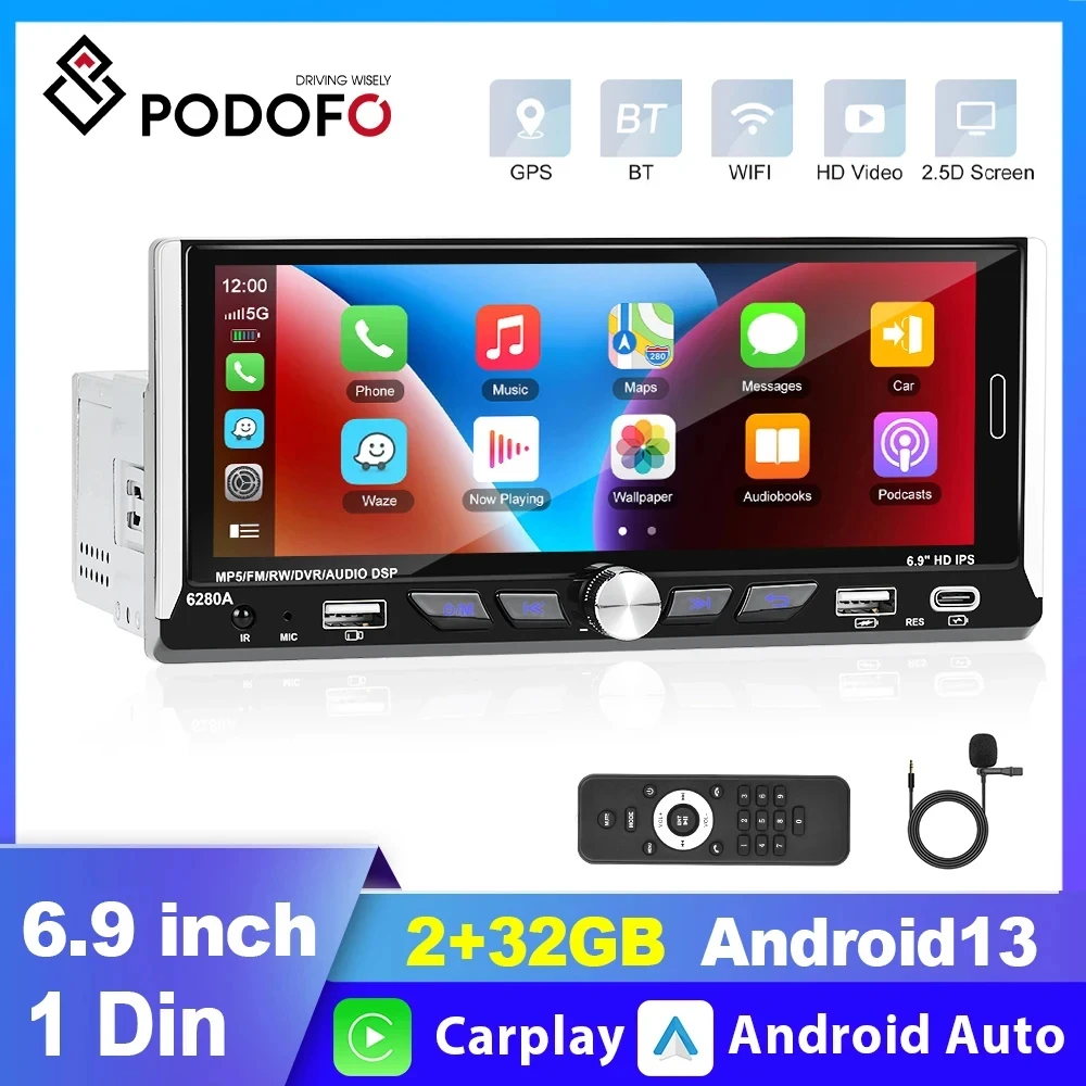 Podofo-1-Din-Android-2-64G-Car-Radio-CarPlay-Multimedia-Player ...