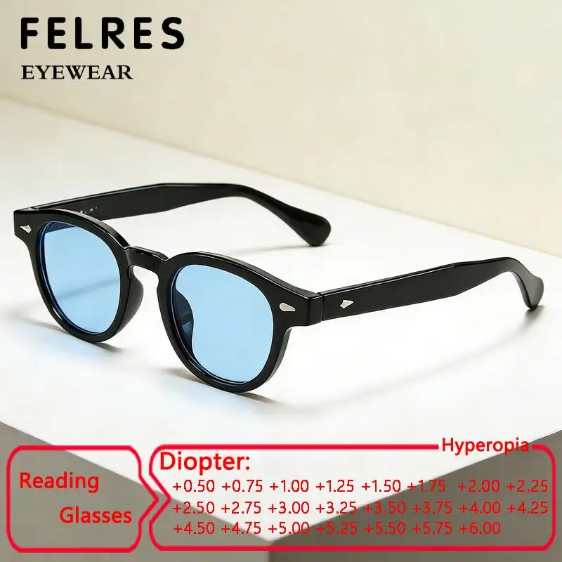 Designer Round Blue Reading Sunglasses Men Women Trendy Finished ...