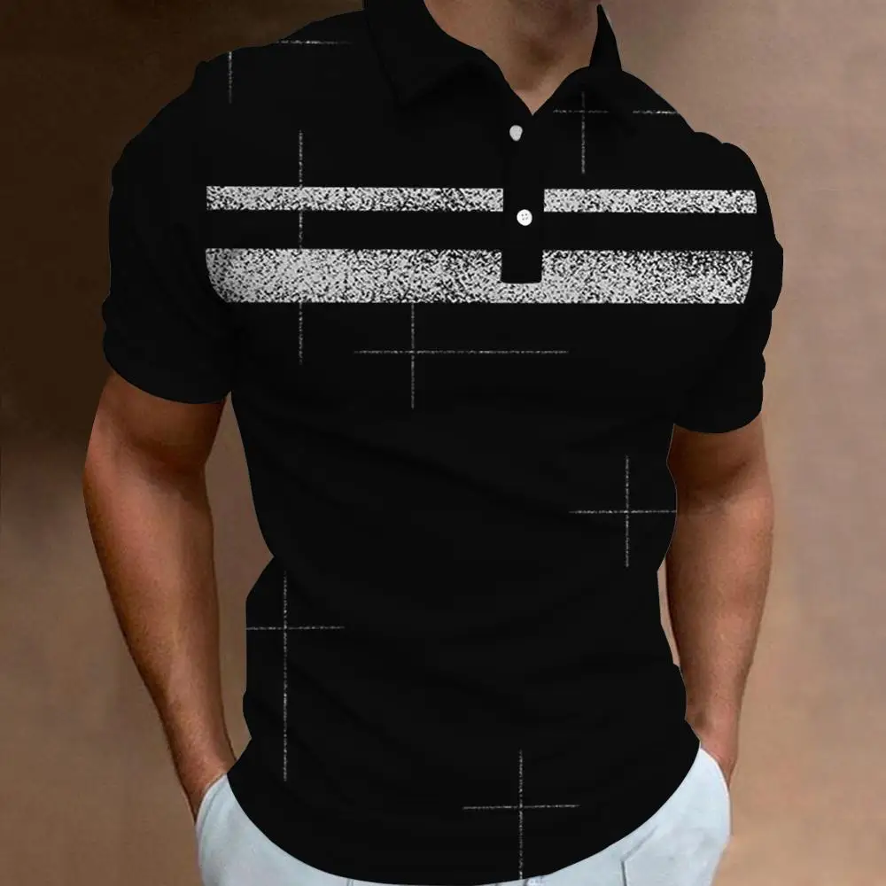 Summer-Business-Stripe-Print-Polo-Shirt-Fashion-Short-Sleeve-T-Shirt ...