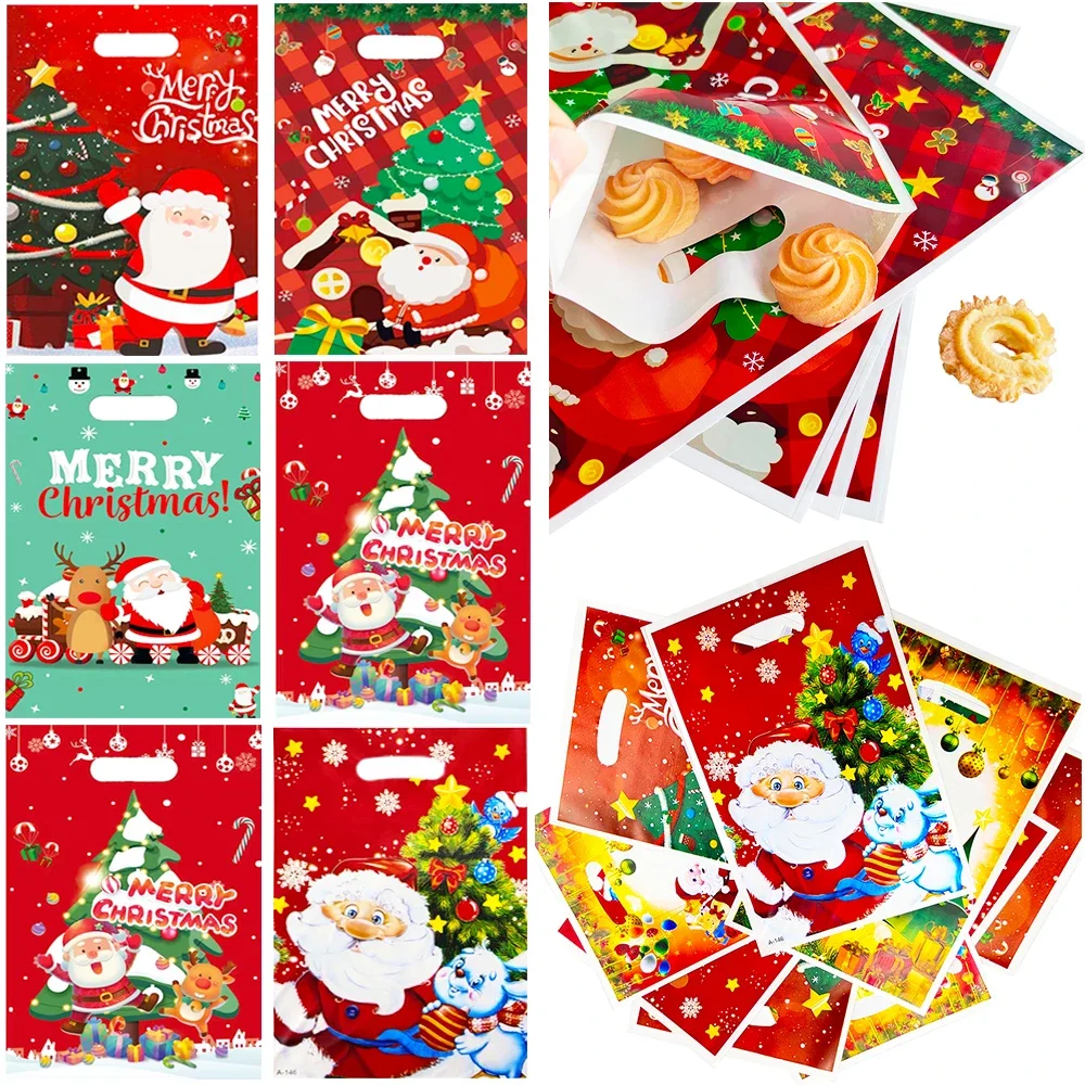 10Pcs Christmas Gift Bags Christmas Candy Cookie Bags Santa Claus ...