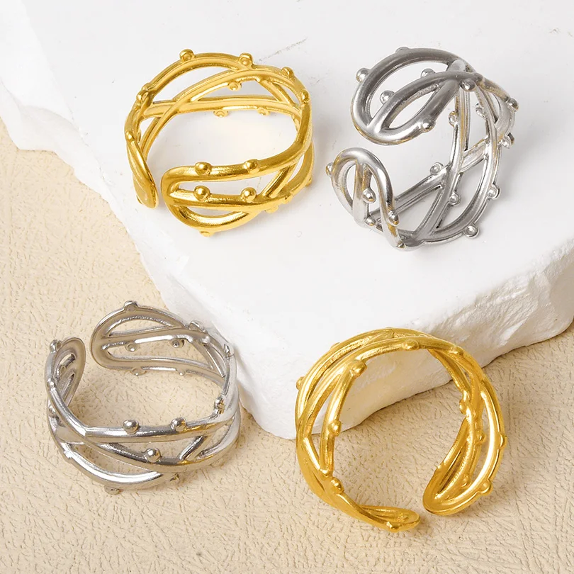 Thistles-Thorns-Open-Adjustable-Stainless-Steel-Rings-For-Women-Men ...