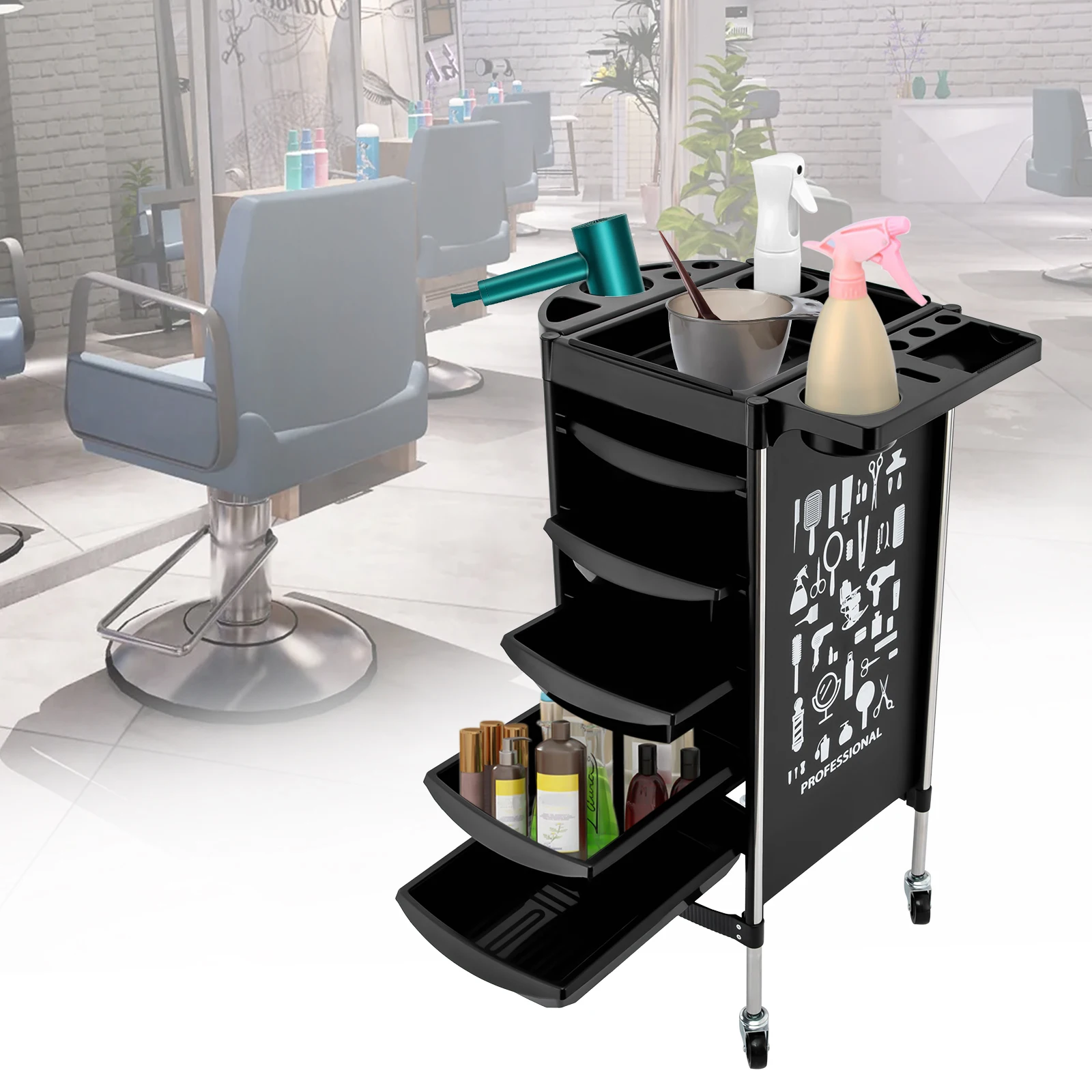 Salon-Barber-Cart-Hairdressing-Trolley-Hair-Colouring-Spa-Cart-w-5 ...