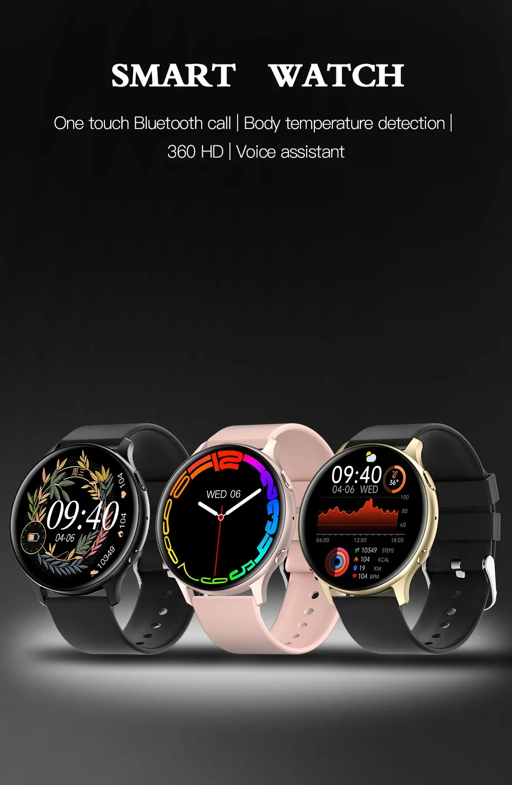 Bluetooth Round Smart Watch with AMOLED Display