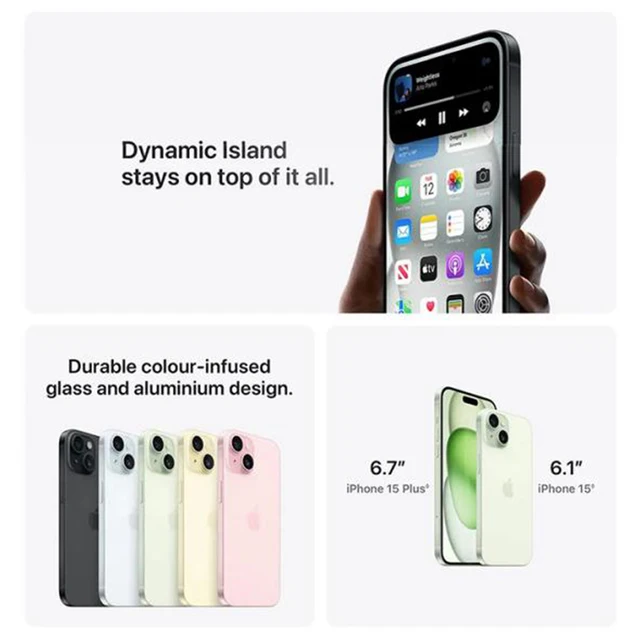 Apple iPhone 15 Plus (A3096) 6.7″ Super Retina XDROLED Screen 20W IP68 ...