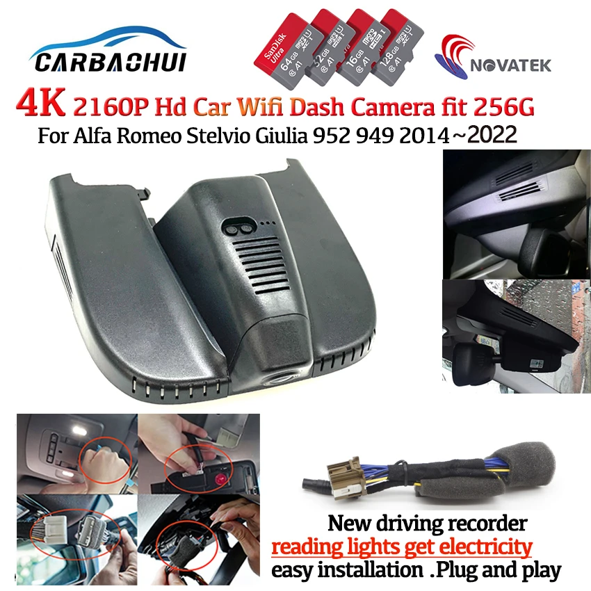 4k 2160p Easy To Install Car Dvr Wifi Video Recorder Dash Cam Camera ...