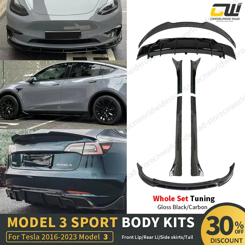 Voor-Tesla-2016-2023-Model-3-Bodykit-Gloss-Black-Spoiler-Achter ...