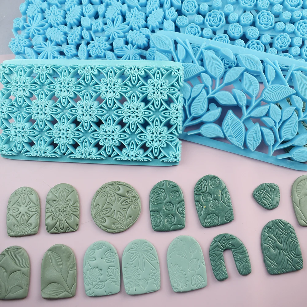 More-Design-Clay-Stamp-Plastic-Press-Emboss-Seal-Bark-Wheel-Leaf-Flower ...