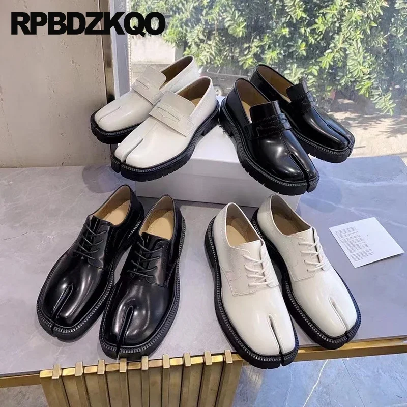 Split-Toe-Tabi-Derby-Shoes-Women-Low-Heel-Oxfords-Patent-Leather-Cow ...