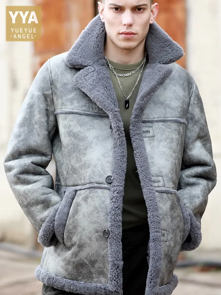 Winter Thick Warm Mens Real Fur Pilot Jacket Original Eco Middle Long ...