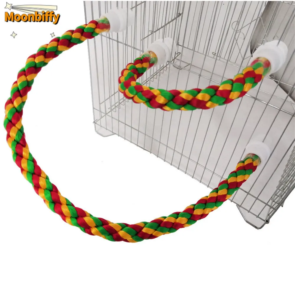 105/80/55/30cm Colorful Parrot Rope Hanging Braided Budgie Bird Cage ...