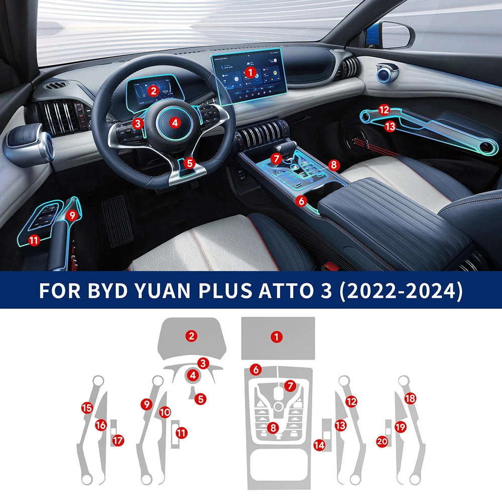 Car Interior Center Console Transparent TPU Protective Film Navigation ...