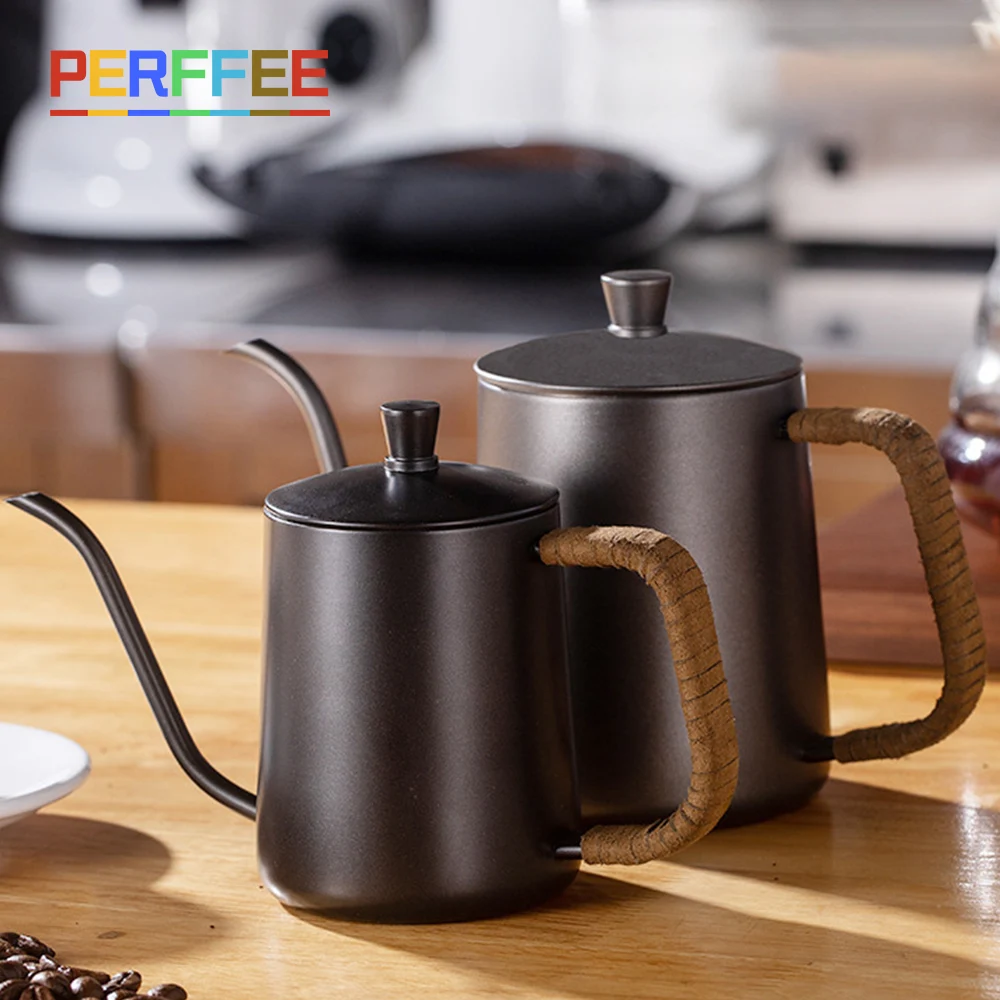 350ml 600ml 드립 주전자 커피 티 포트 논 스틱 코팅 식품 등급 스테인레스 스틸 구즈넥 얇은 입 커피 드립 주전자