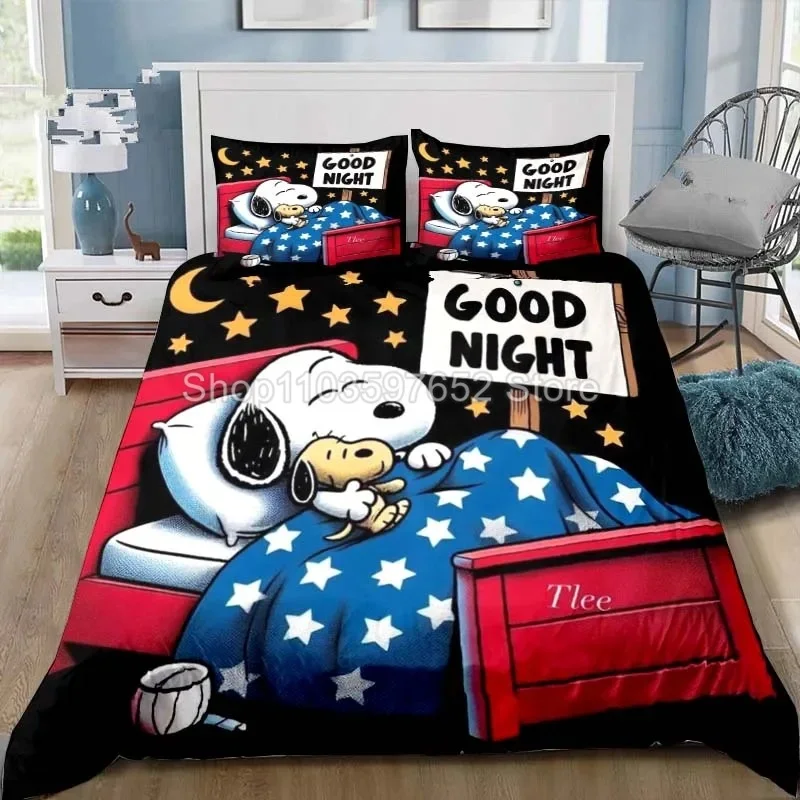 Snoopy-Bedding-Set-Cartoon-Cute-Dog-Quilt-Cover-Bedroom-Decor-for-Kids ...